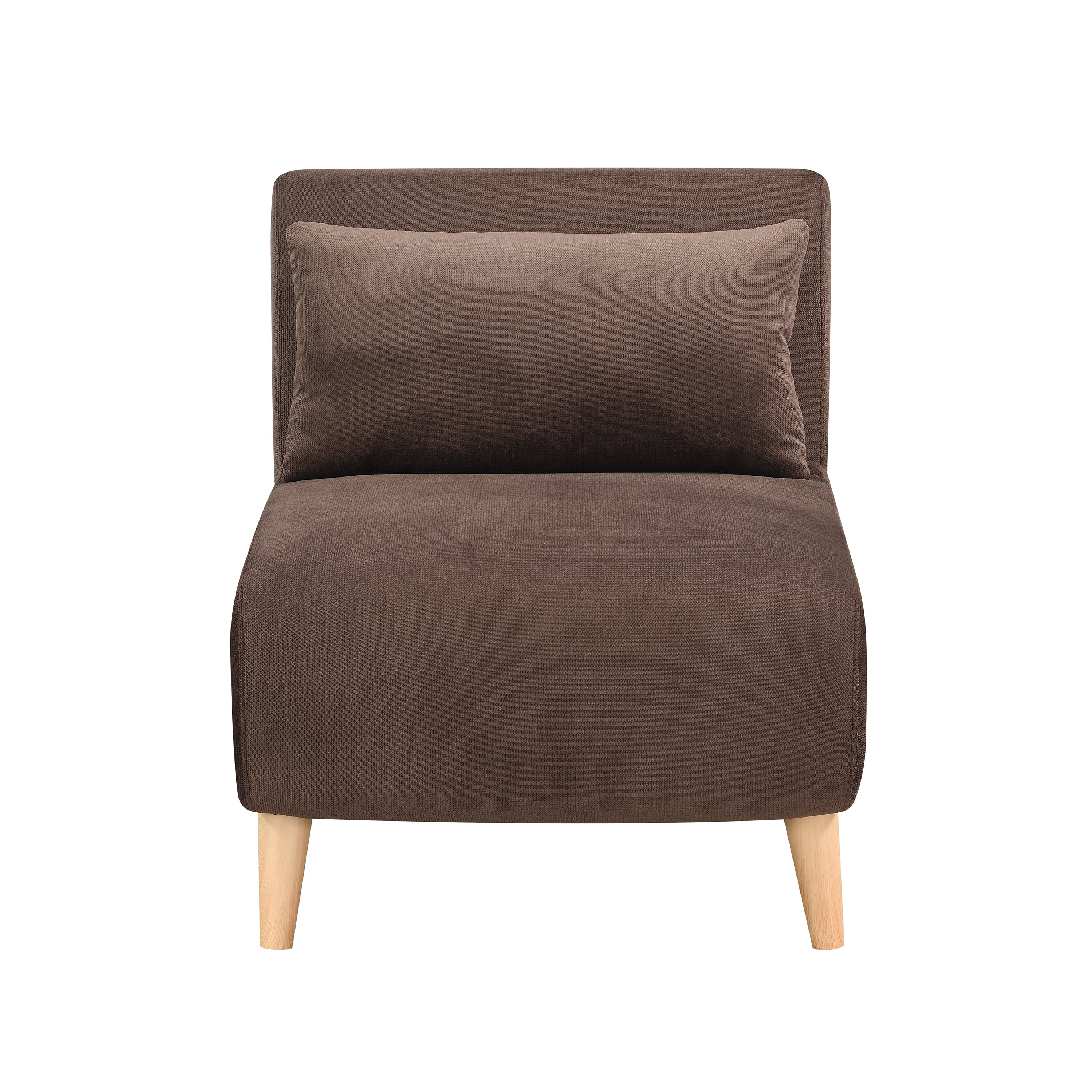 AC Pacific Folding Upholstered Dane Armless Sleeper Chair, Brown ...