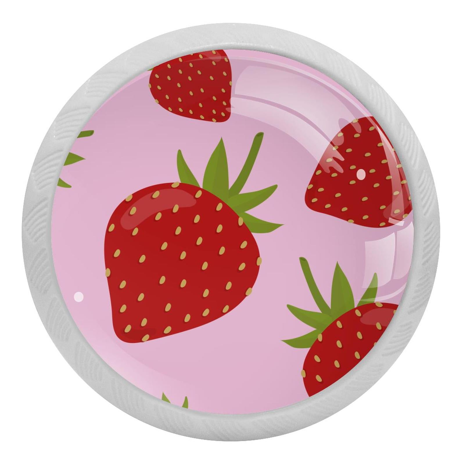 4PCS Round Strawberry Cabinet Fluorescence Knob Glowing in the Dark ...