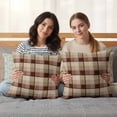 Brown Buffalo Plaid Pillow Covers Set of 4, Geometric Check Abstract ...