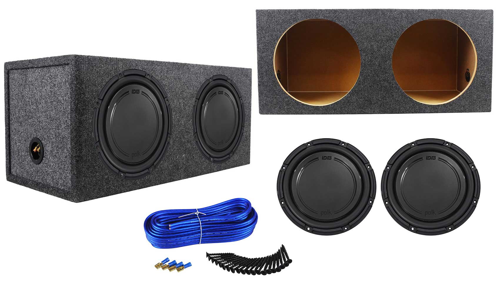 (2) Polk Audio DB1242SVC 12” 2220 Watt Car Subwoofers+Sealed Sub Box ...