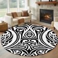 8ft Round Rug Polynesia Texture Area Rugs for Living Room Bedroom ...