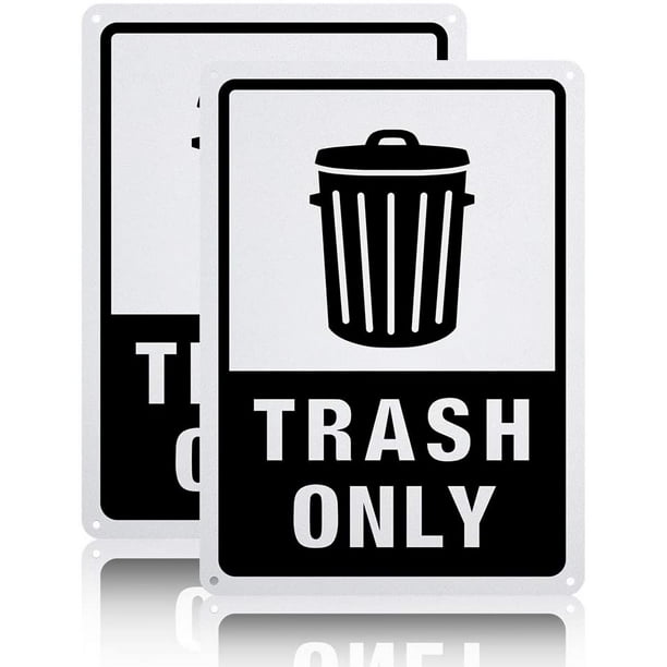 2 Pack Trash Only Sign, 10x7 inches 40 Mil Aluminum Trash Signs ...