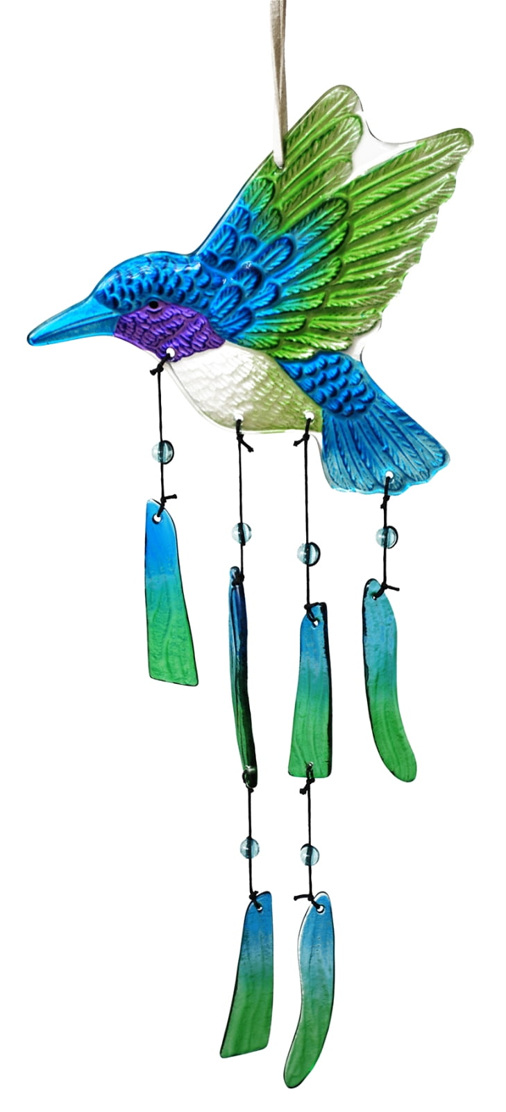 Hummingbird Wind Chimes Fused Glass 27 Inches Blue and Green - Walmart.com