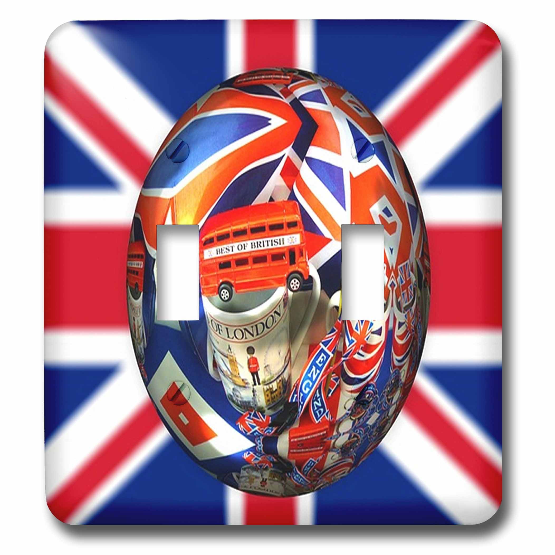 3dRose Image of Famous British Symbols On UK Flag - Double Toggle ...