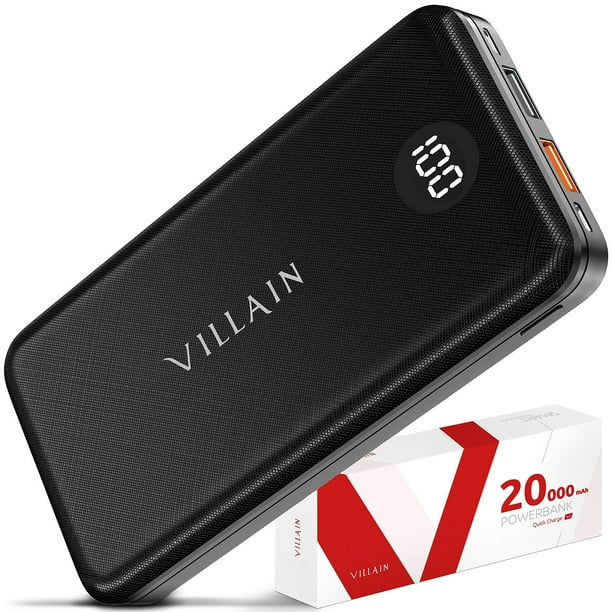 Villain 20000mAh Power Bank, 20W Portable Charger with USB PD 3.0 Type ...