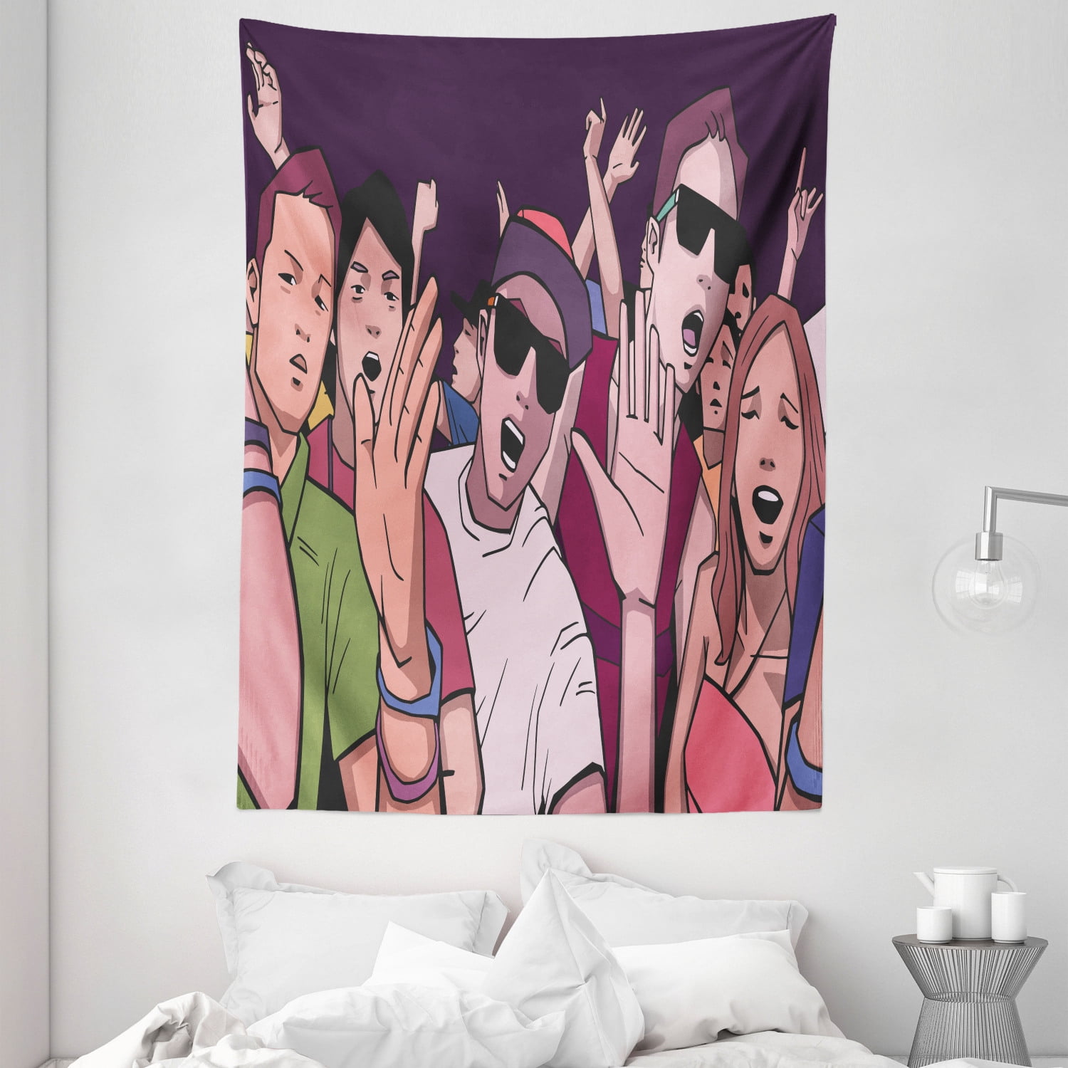Rave Tapestry, Music Festival Cartoon Drawings Concert People with ...