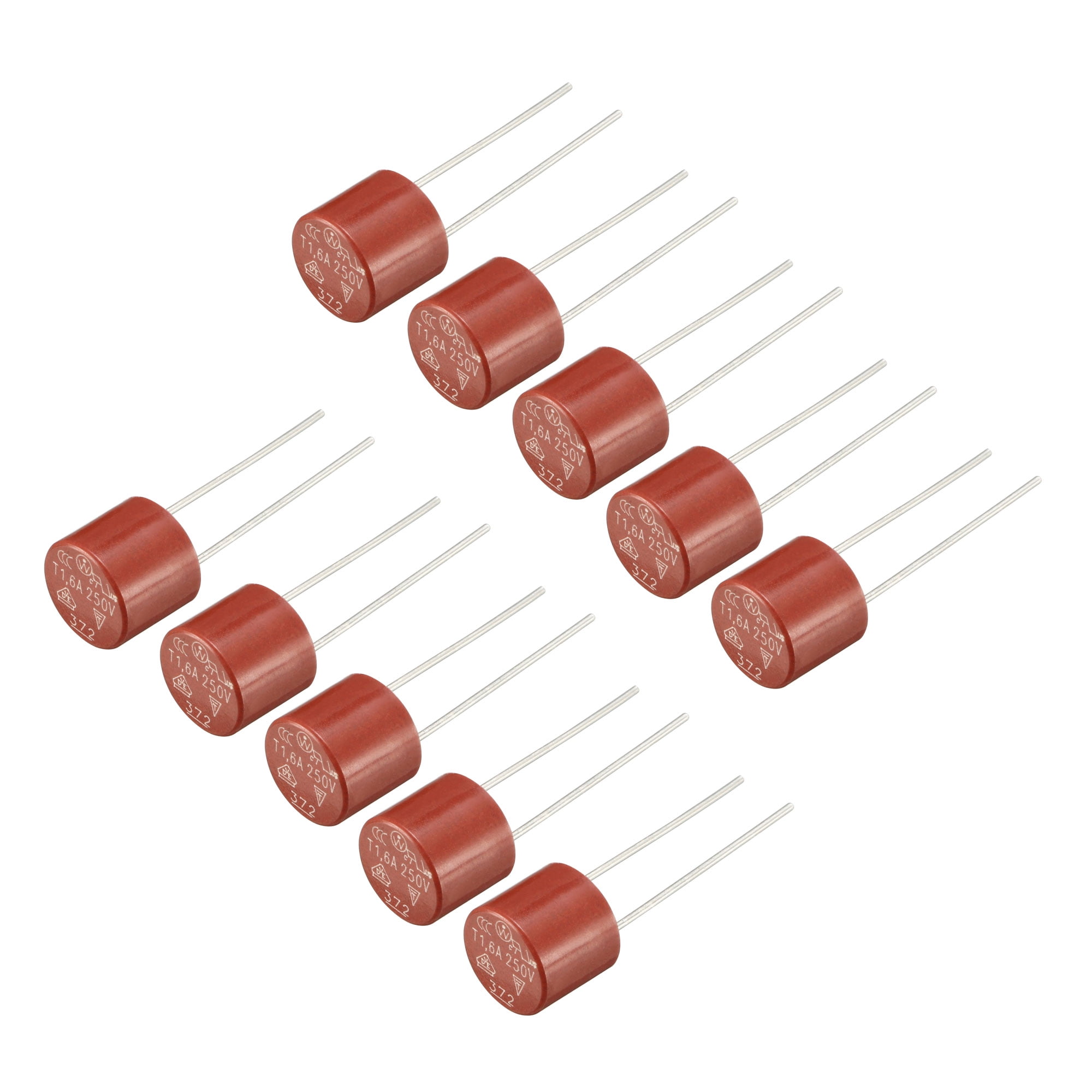 10Pcs DIP Mounted Cylinder Slow Blow Micro Fuse T1.6A 1.6A 250V Red ...