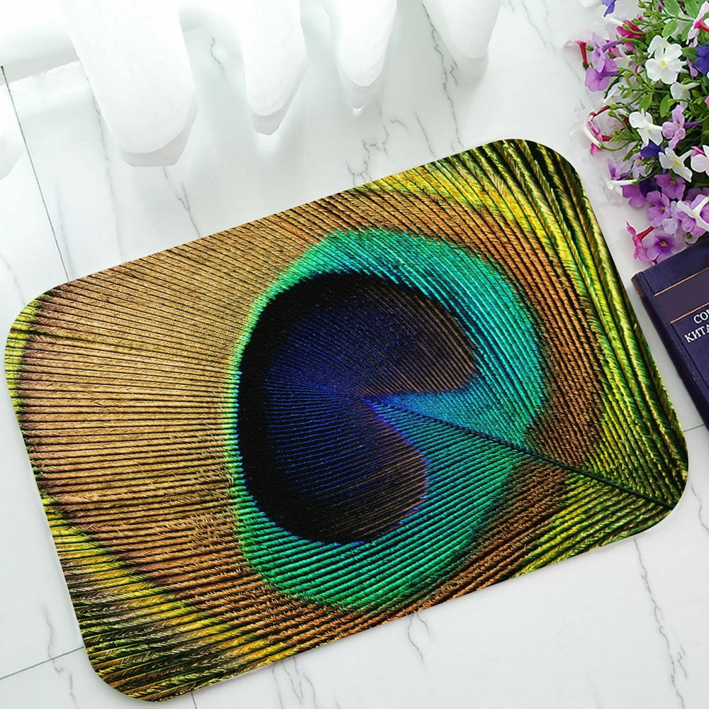 ECZJNT colorful peacock feather Doormat Bath Mat Rug Entrance Rug Floor ...