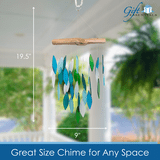 Blue Handworks Glass Wind Chime Ocean Waterfall Suncatcher Outdoor ...