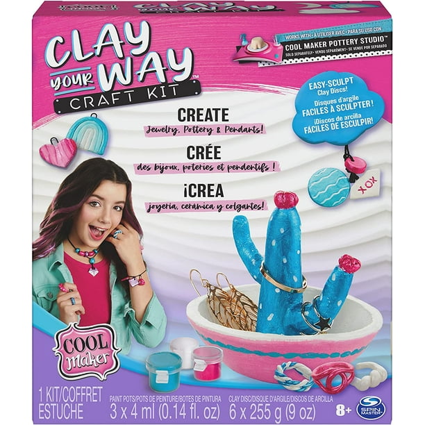 Cool Maker, Clay Your Way Pottery Craft Kit with 6 Air Dry Clay Discs ...