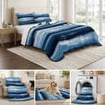 King Quilt Bedding Set Dark Blue Gradient Water Ripples Breathable ...
