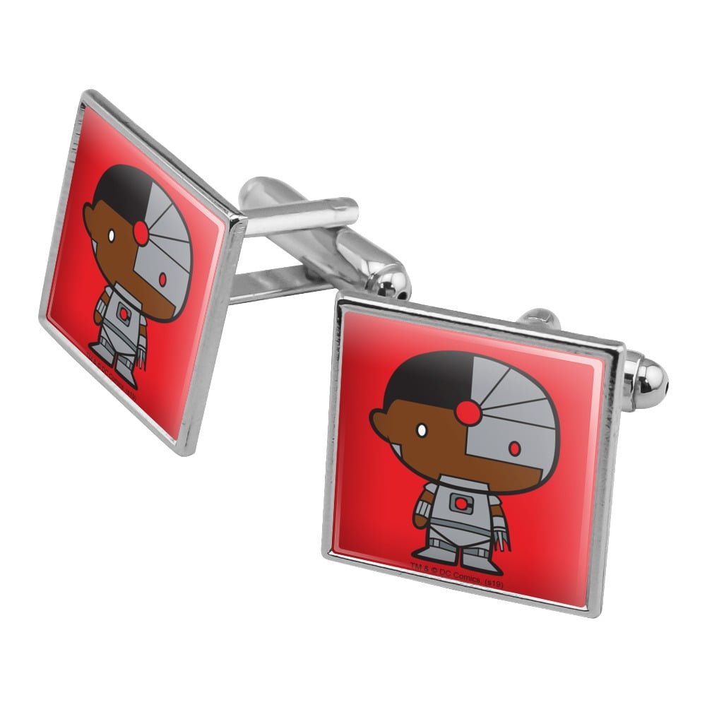 Justice League Cyborg Cute Chibi Character Square Cufflink Set - Silver ...