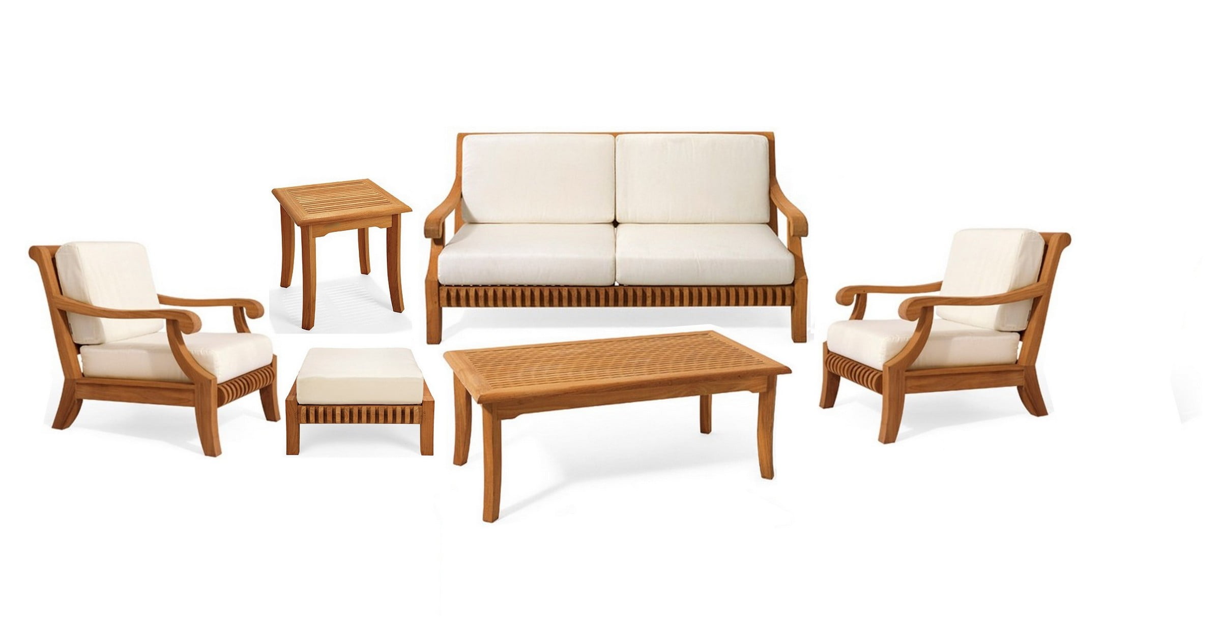 Giva 6 Pc Sofa Set: Sofa, 2 Lounge Chairs, Ottoman, Coffee Table & Side ...