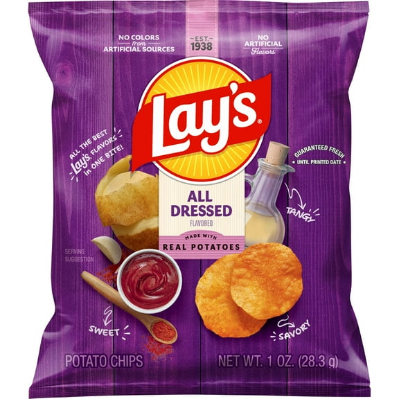 Lay's All Dressed Potato Chips, Canadian Flavor, Crunchy Snack, 235g/8. ...