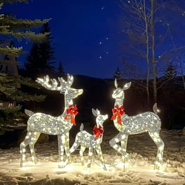 Northlight 25 In Lighted Silver Sisal Prancing Reindeer