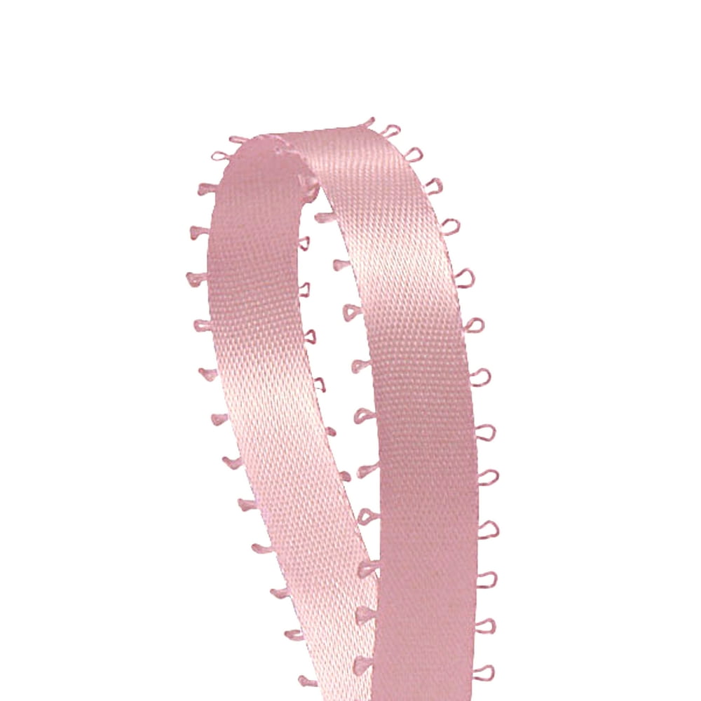 3/16" Double Face Satin Picot Ribbon Feather Edge 50 Yds-Light Pink ...