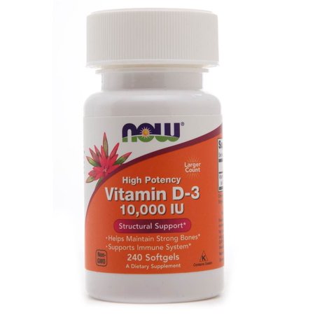 NOW Foods - Vitamin D3 Highest Potency Structural Support 10000 IU - 240 Softgels | Walmart Canada