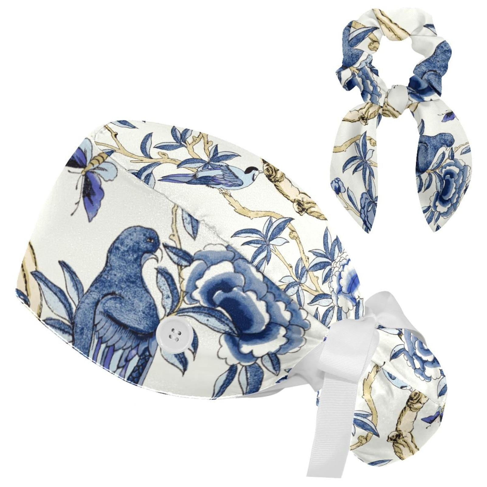 Working Cap with Buttons and Sweatband Scrub Hat Bouffant Caps with ...