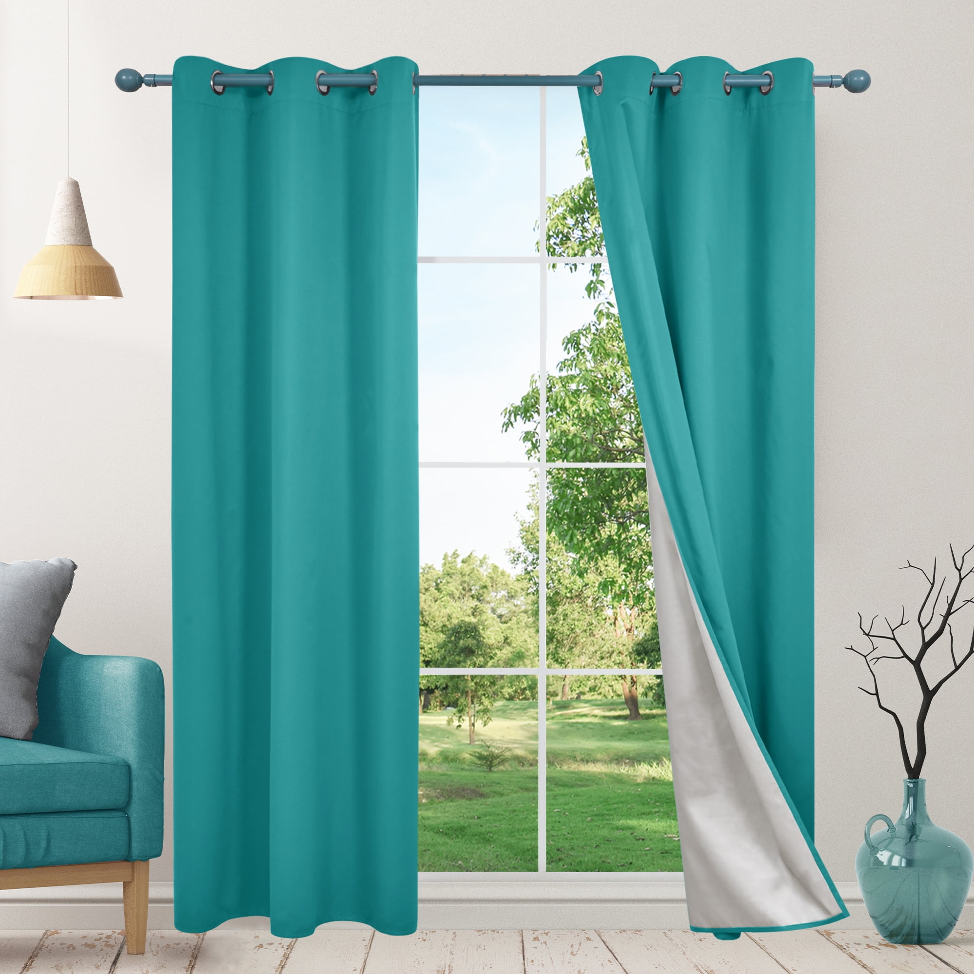Deconovo Blackout Curtains Thermal Insulated Drapes with Silver Coating ...