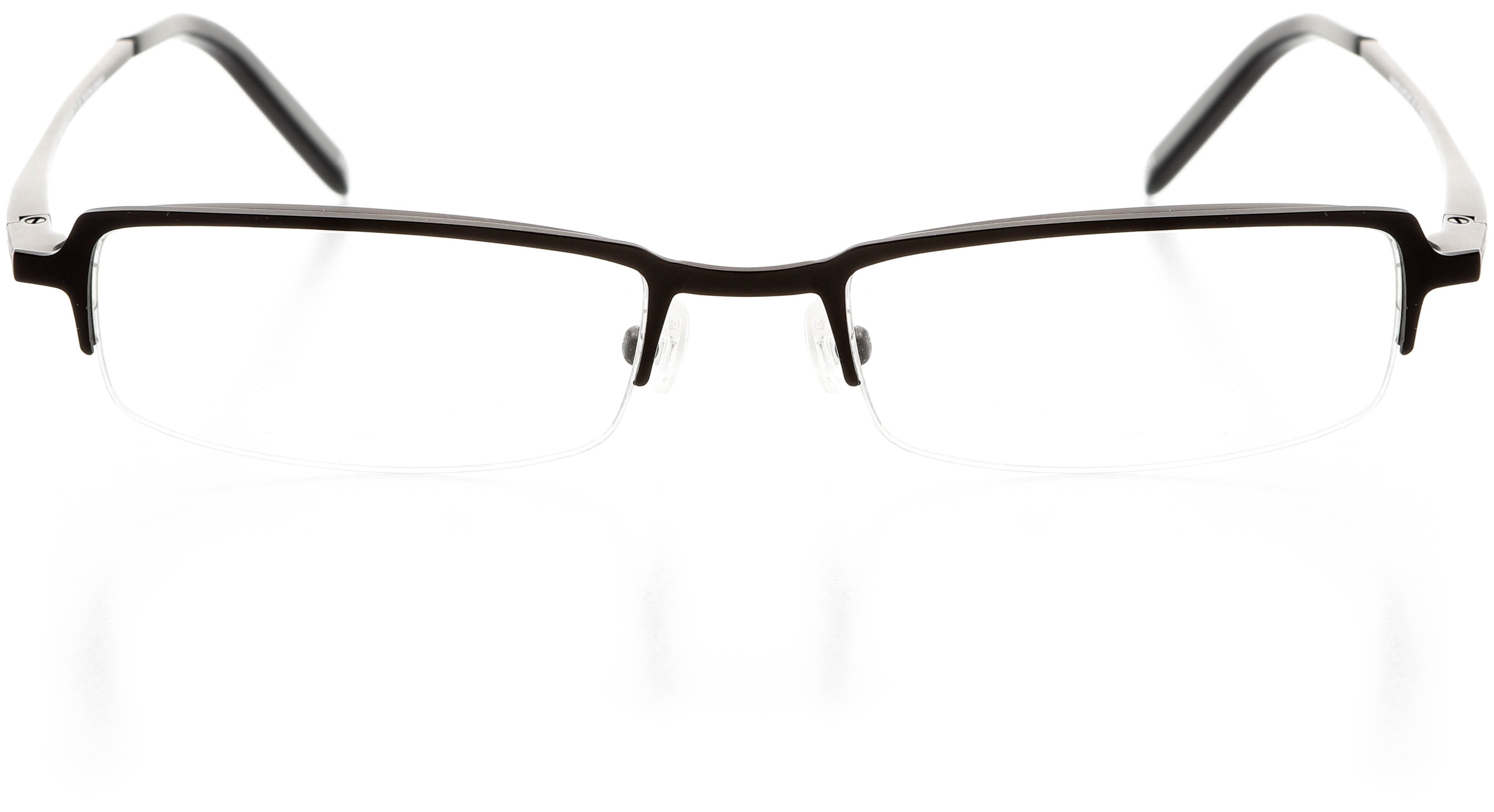 Unisex Optical Eyewear - Rectangle Shape, Metal Half Rim, Matte Black ...