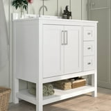 Emma + Oliver 36 Inch Bathroom Vanity, Single Sink Cabinet with 2 Soft ...