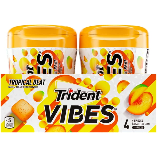 Trident Vibes, Sugar Free Tropical Beat, 40 Pcs, Pack of 4 - Walmart ...