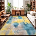 Blue Yellow Abstract Oil Painting Area Rugs 5x7ft Graffiti Modern Art ...