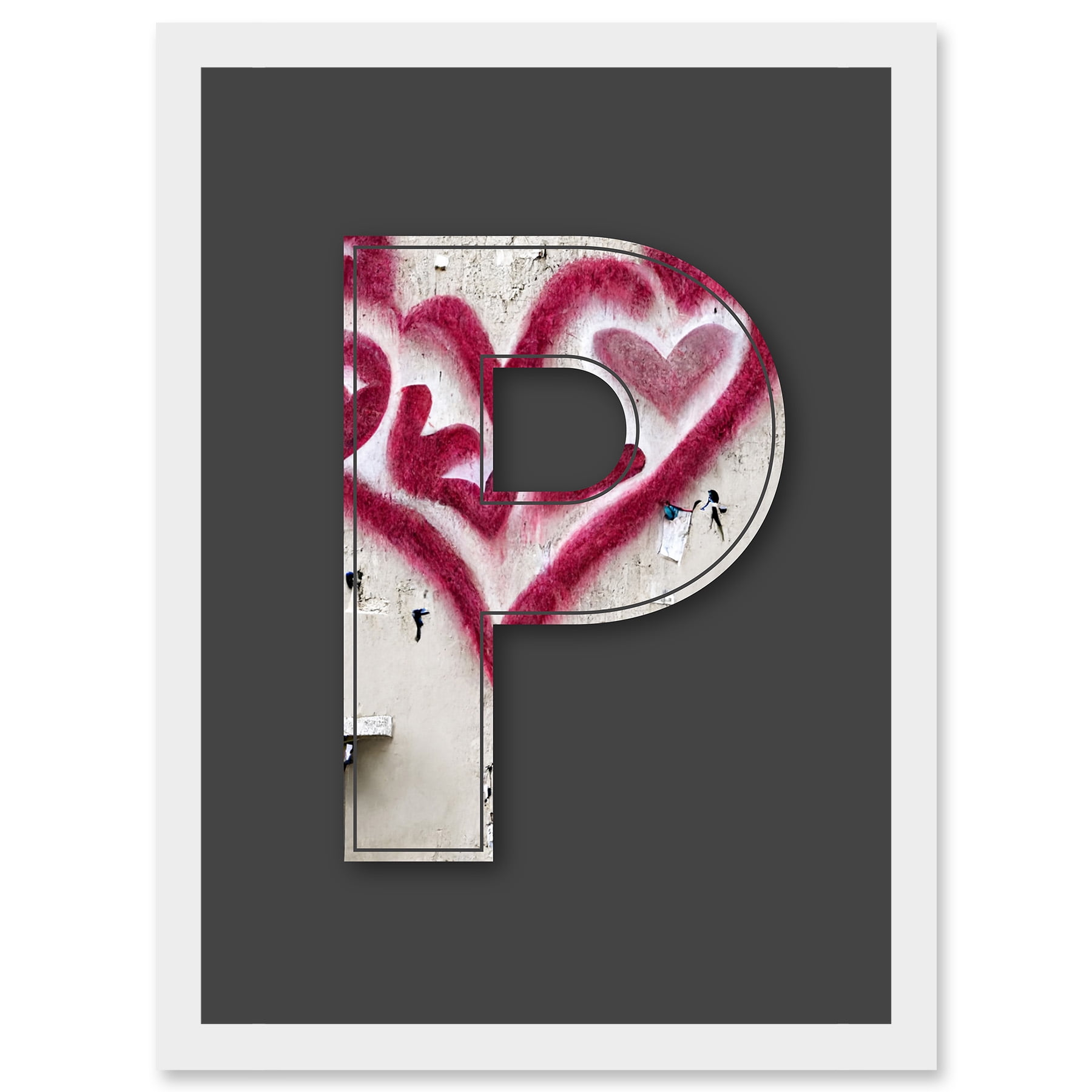 Letter P Heart Cream Decorative Graffiti Mural Alphabet Initial Stencil ...