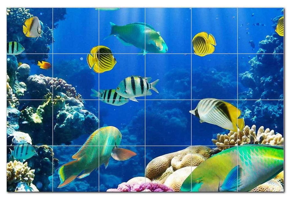 Coral Fish Underwater Ceramic Tile Mural Kitchen Backsplash Bathroom ...