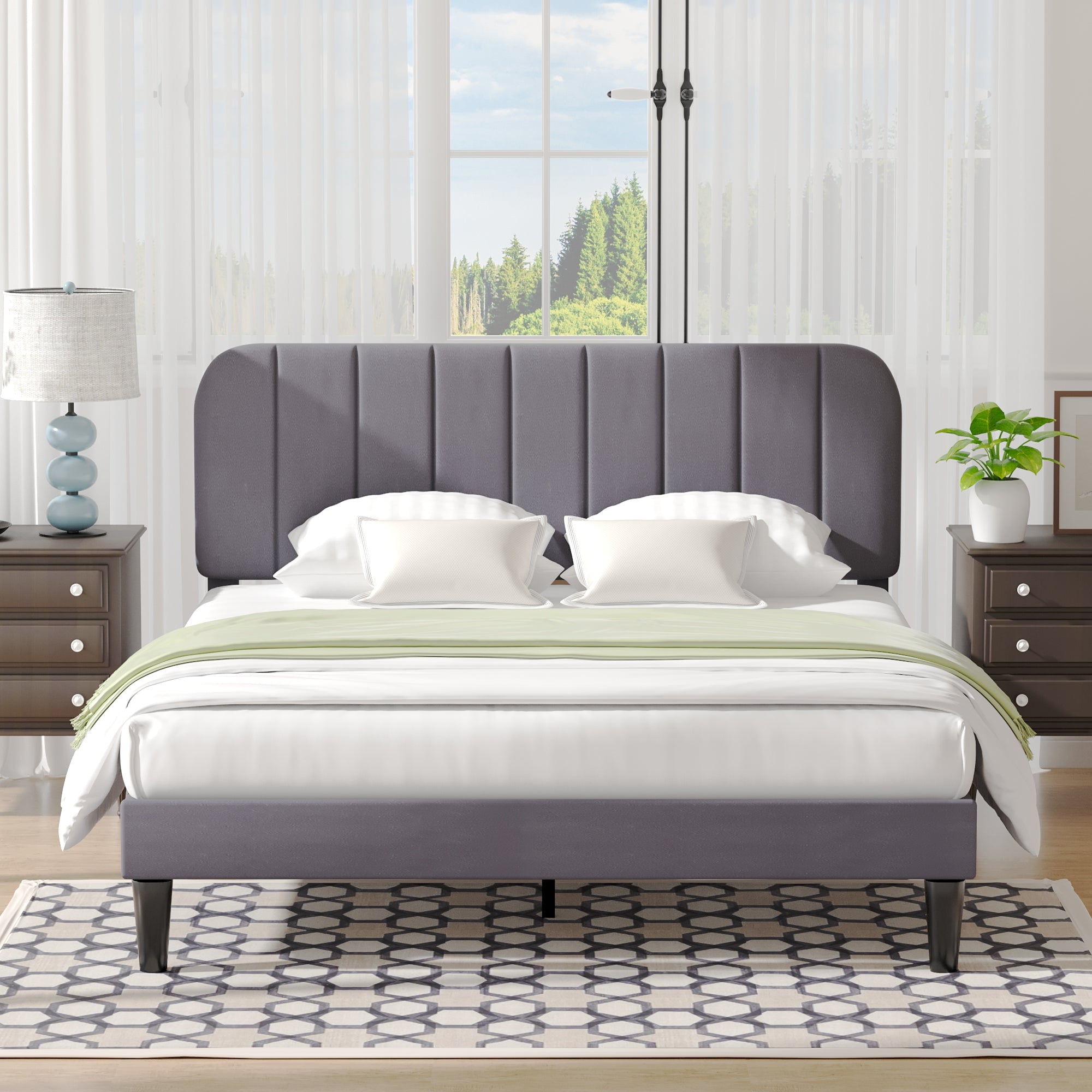 Click here for Vecelo Queen Size Bed Frame With Upholstered Adjus... prices