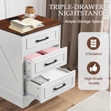 JOMEED Farmhouse Nightstands with Charging Station, Tall End Table with ...