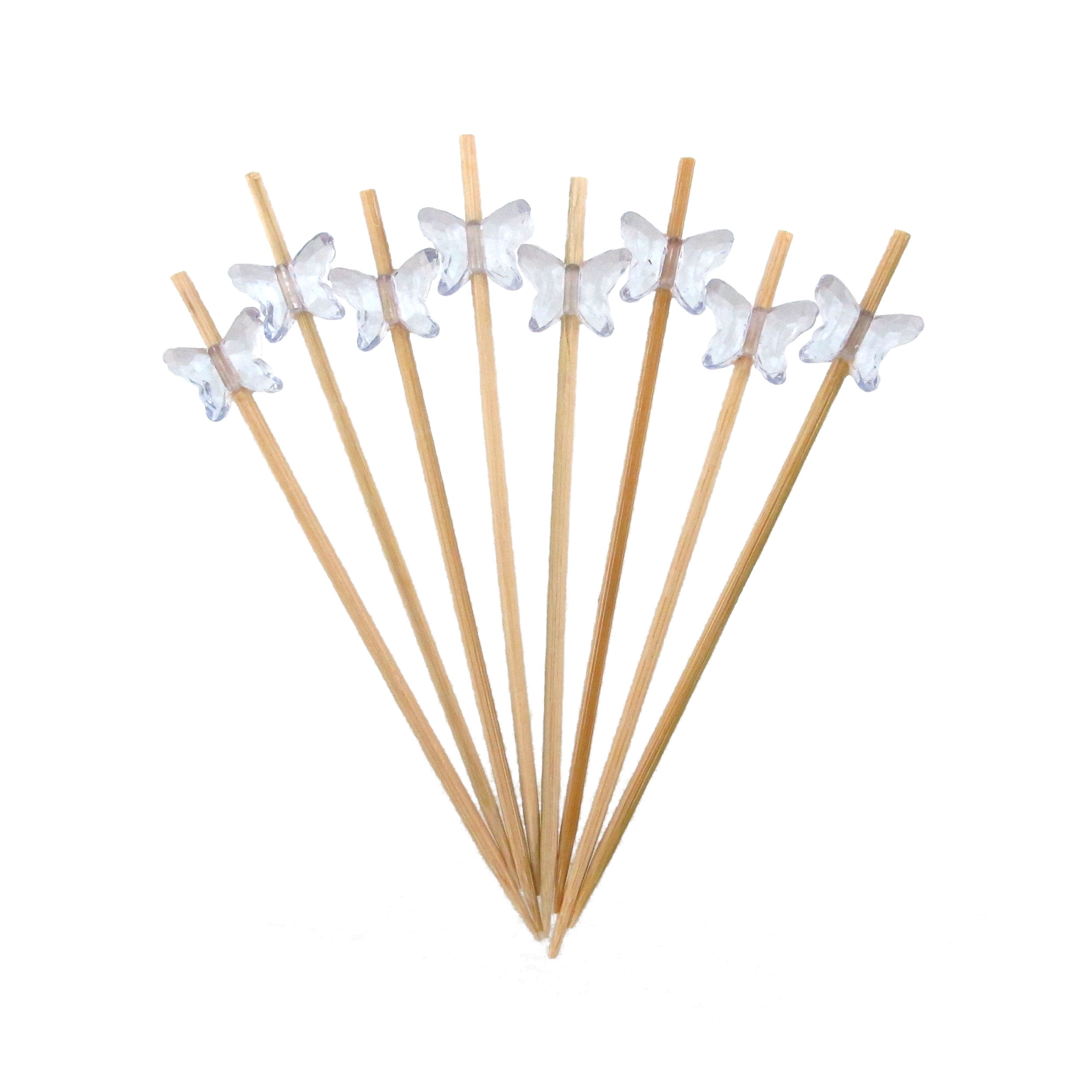 BambooMN Brand - Decorative Acrylic Butterfly End Bamboo Picks 3.9 ...