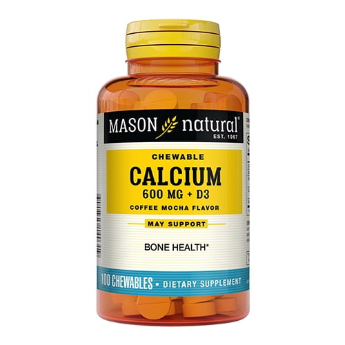 Mason Natural Super Calcium 600 Plus D3 Plus Chewable Tablets - 100 Ea ...