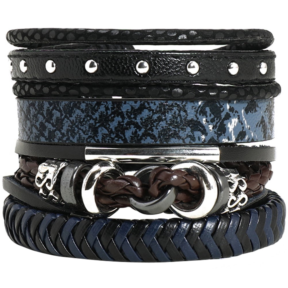 Click here for Alvinma 4pcs Pu Leather Bracelets Adjustable Wrist... prices