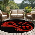 Round Rugs 5 Ft, Red Game Controller Non Slip Area Rugs for Kitchen ...
