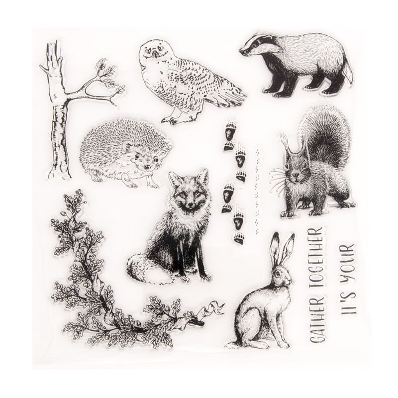 Floral stamp,card stamp animal stamps clear stamps Squirrel stamp ...