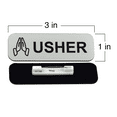 Usher 1 x 3" Name Tag/Badge, Brushed Gold, Praying Hands (3 Pack ...