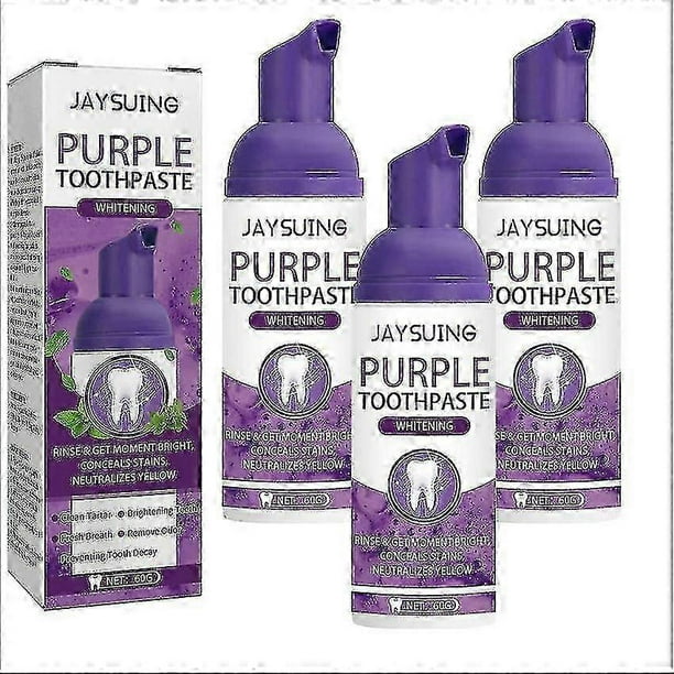 Jaysuing Purple Teeth Whitening Toothpaste Whitens Teeth, Cleans Tooth ...