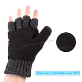Cooplus Winter Wool Mittens, Fingerless Convertible Knitted Gloves for ...