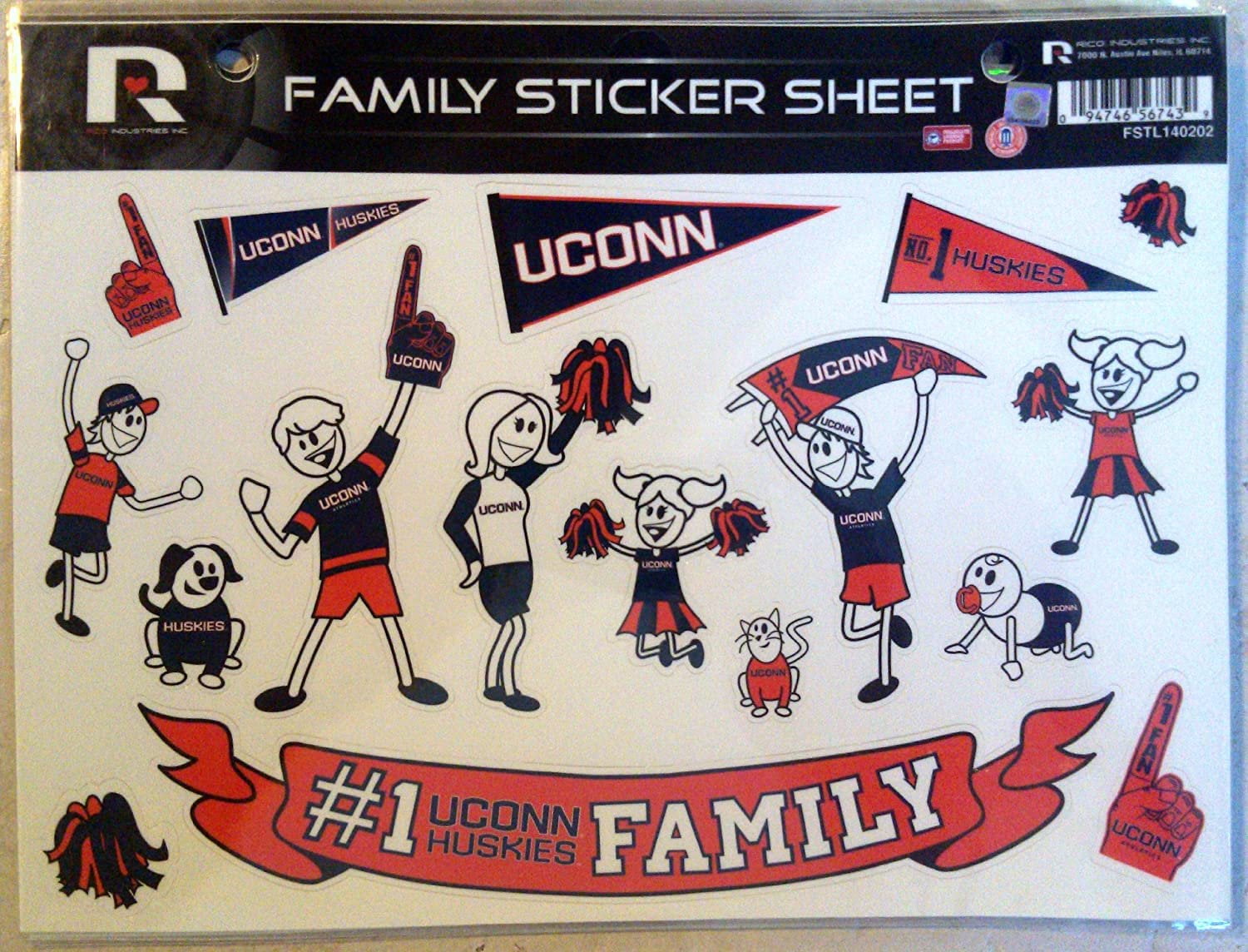 UConn Huskies NEW LOGO Family Spirit Window Stickers Decal University ...