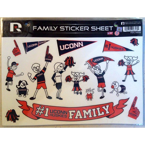 UConn Huskies NEW LOGO Family Spirit Window Stickers Decal University ...