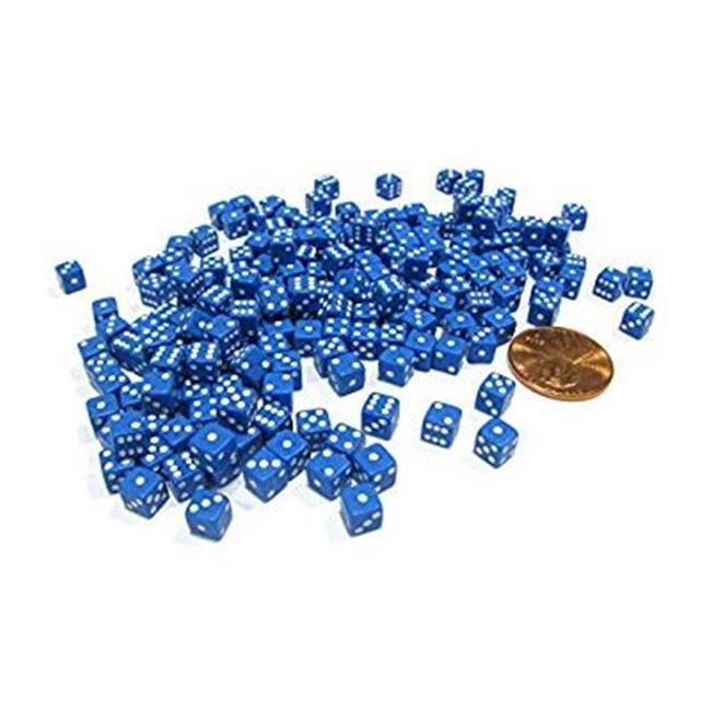 Blue Opaque D6 Dice with White Pips 5mm (13/64in) Pack of 200 Koplow ...