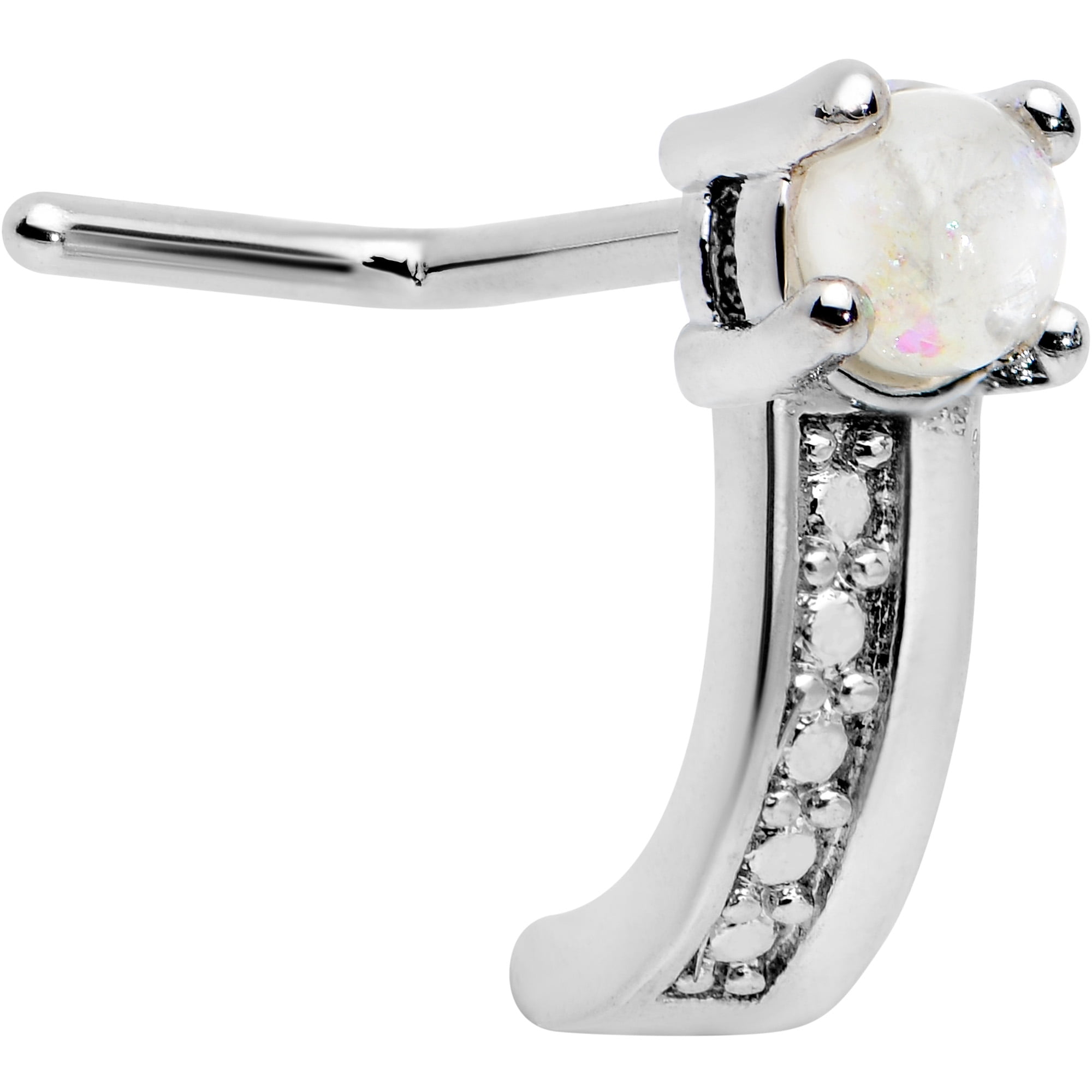 Body Candy Womens 20G Steel Faux Hoop L Shaped Nose Ring White ...