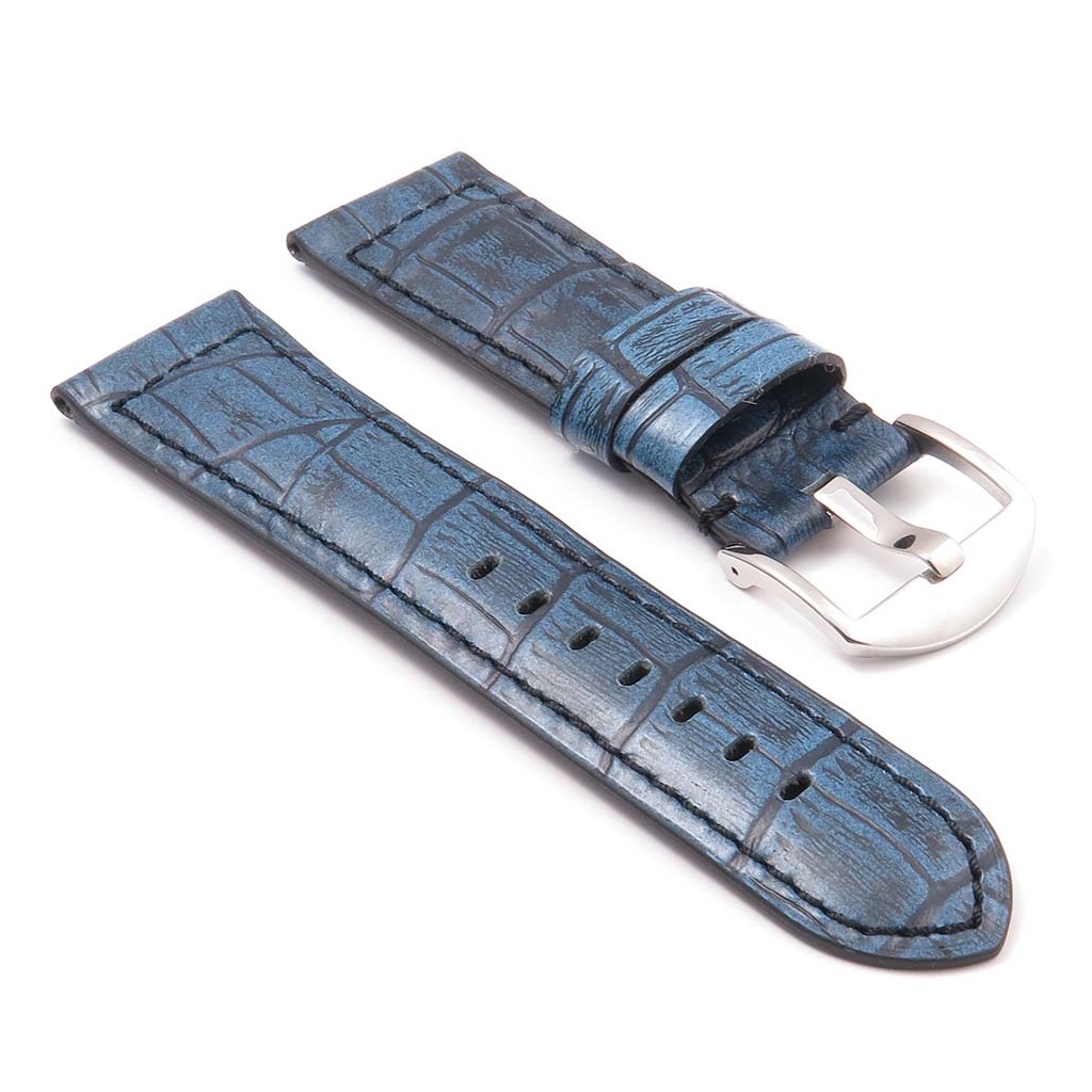DASSARI Cartel Thick Padded Crocodile Embossed Leather Watch Strap ...