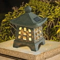 Infidev Gray Resin Outdoor Solar Pagoda Statue Garden Decoration with ...