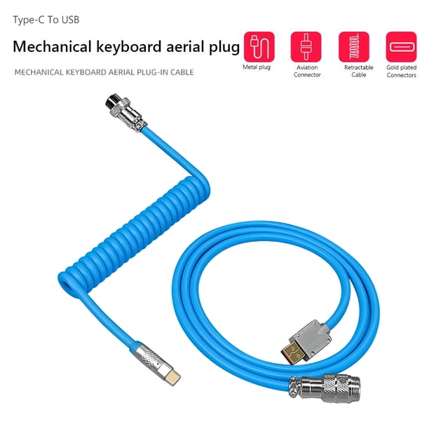 Clairlio 2 in 1 RGB Spiral Coiled Cable Type-C to USB Mechanical ...