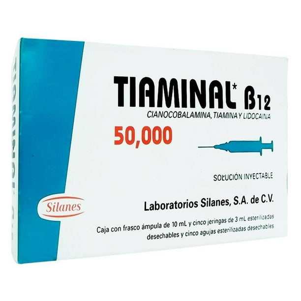 Tiaminal B12 solución inyectable 1 pza de 10 ml c/u + 5 jeringas de 3 ...