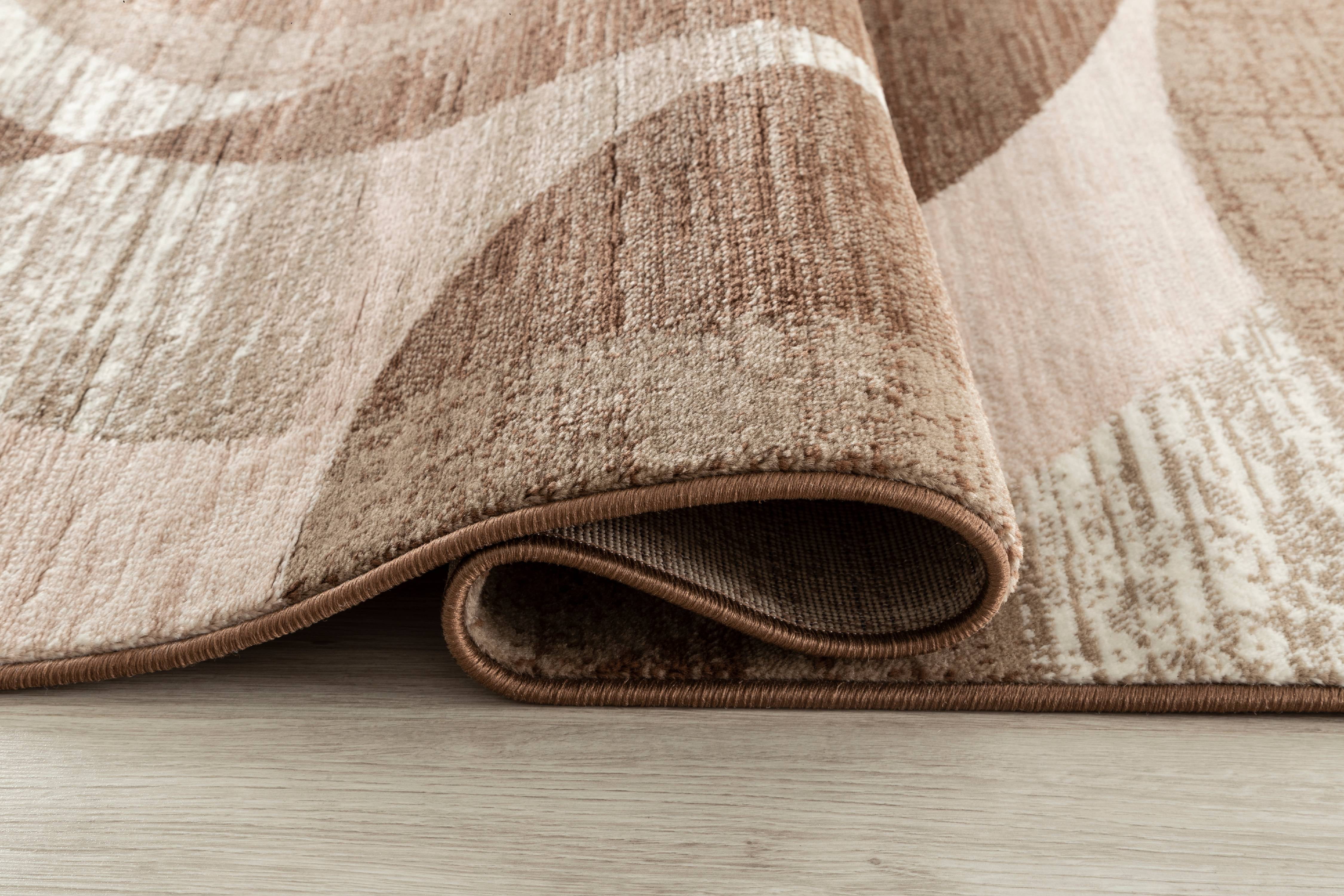 Romance Collection Rugs Brown Cream Swirls Design Premium Soft Area