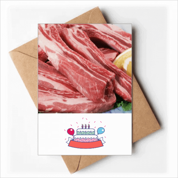 Rib Chop Raw Meat Food Texture Happy Birthday Greeting Cards Envelopes ...