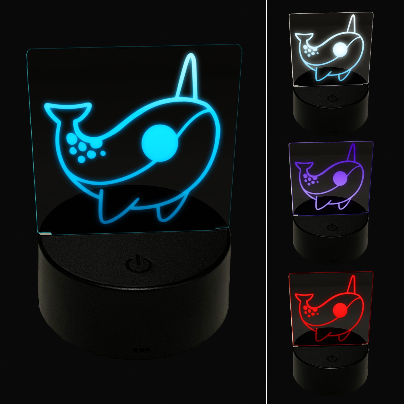 Sweet Kawaii Chibi Narwhal LED Night Light Sign 3D Illusion Desk ...